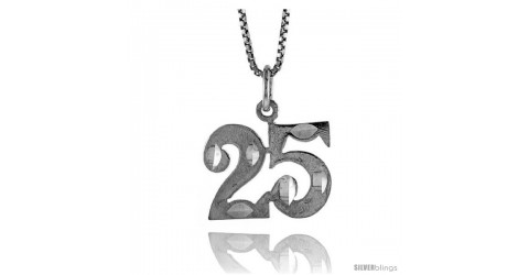 Sterling Silver number 25 Charm, 1/2 in Tall - SilverBlings