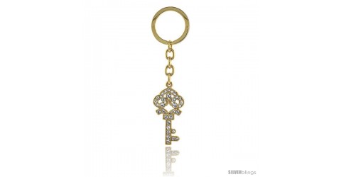 Gold Tone Jeweled Key Chain, Key Ring, Key Holder, Key Tag, Key Fob, w ...