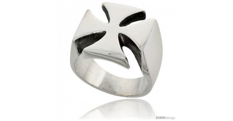 Sterling Silver Heavy Men's Iron Cross Ring Handmade 5/8 in wide ...