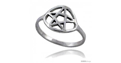 Sterling Silver 5 Point Star Ring 5/8 in wide - SilverBlings