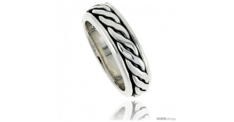 Sterling Silver Men's Spinner Ring Rope Design Handmade 5/16 wide ...