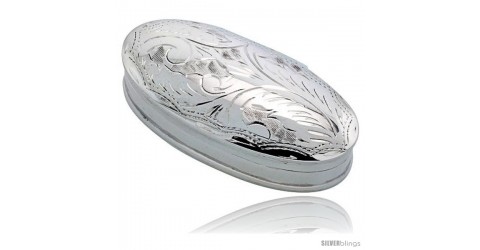 Sterling Silver Pill Box, 1 15/16" x 15/16" (49 mm x 24 mm) Elongated ...